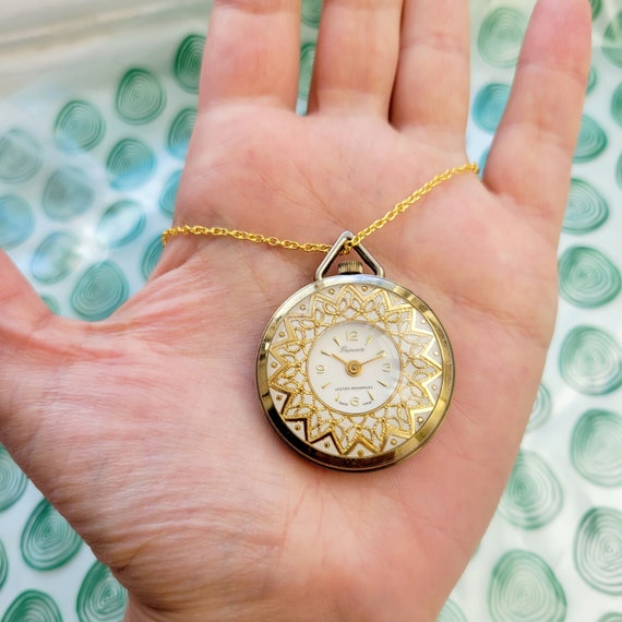 Vintage Swiss Princess Ornate Watch Necklace - Gem