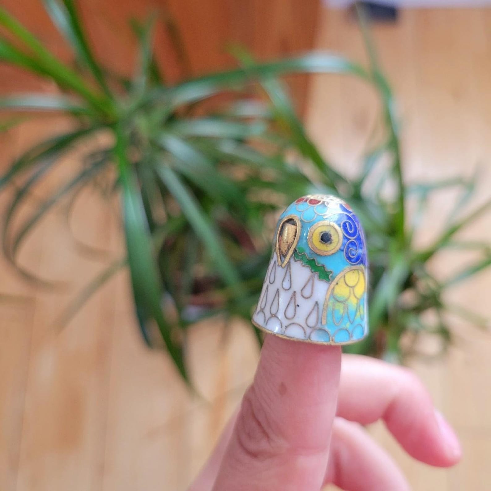 RARE Vintage Cloisonne Bird Owl Thimble - Etsy