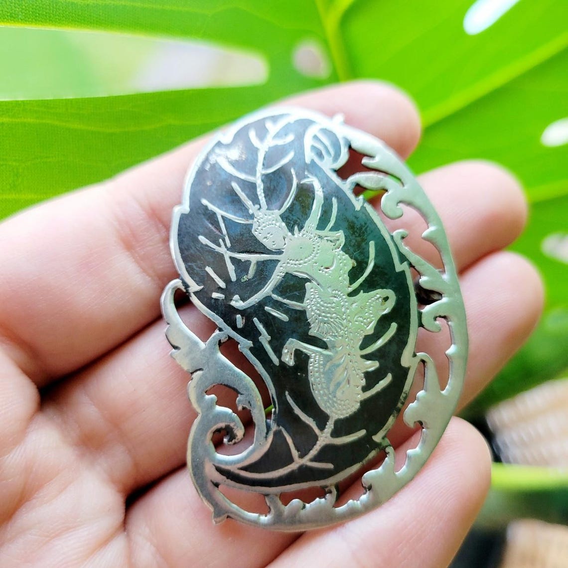 Vintage Old Siam Silver Ornate Boucher Lapel Pin - Etsy