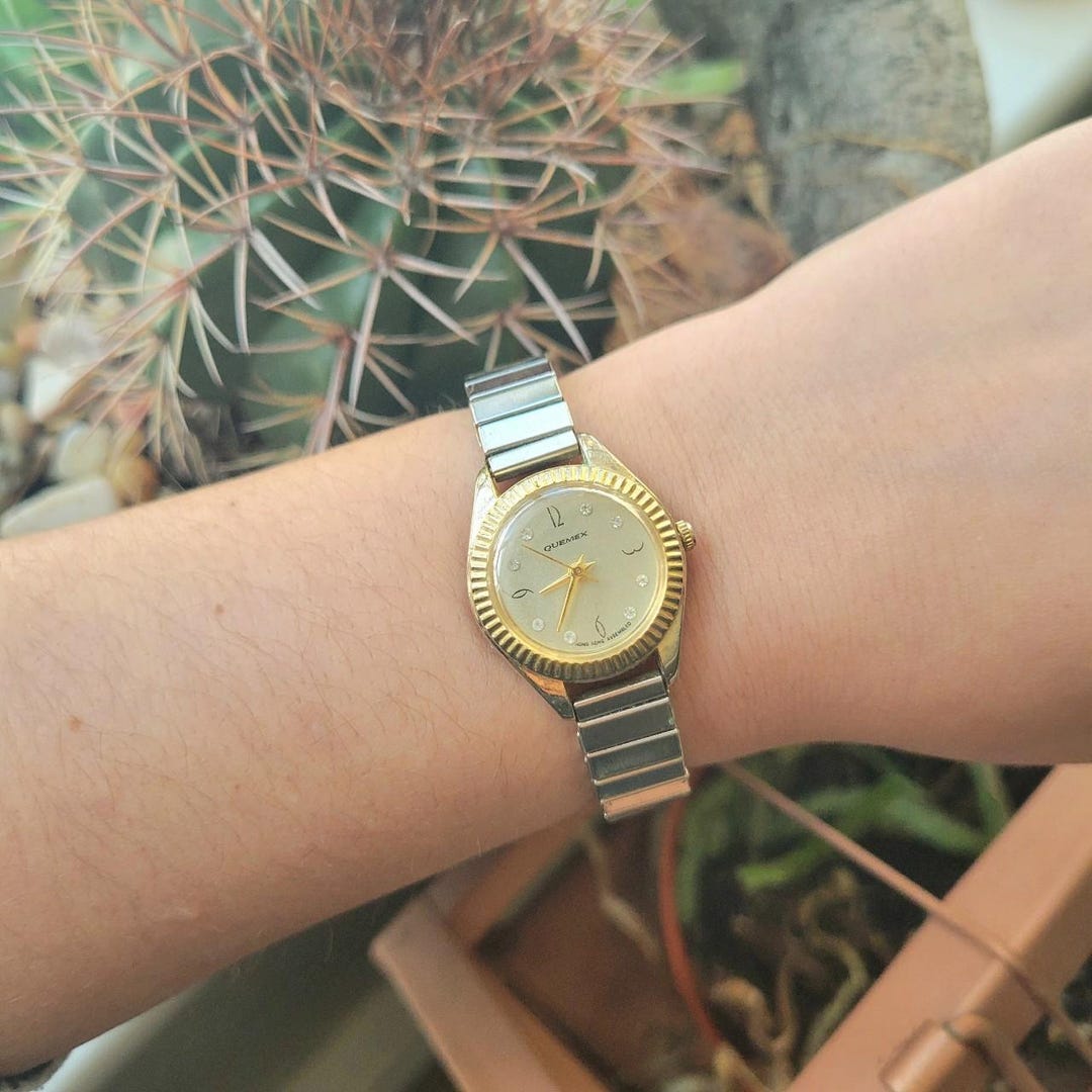 Vintage Quemex Gold & Silver Diamond Round Stretch Watch - Etsy