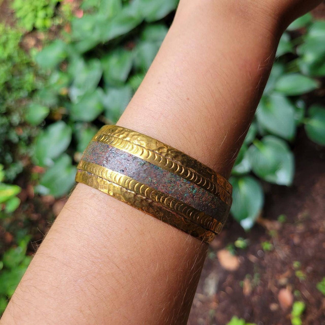 RARE* Vintage Designer Celia / Andrea Harms Hammered Brass Cuff ...