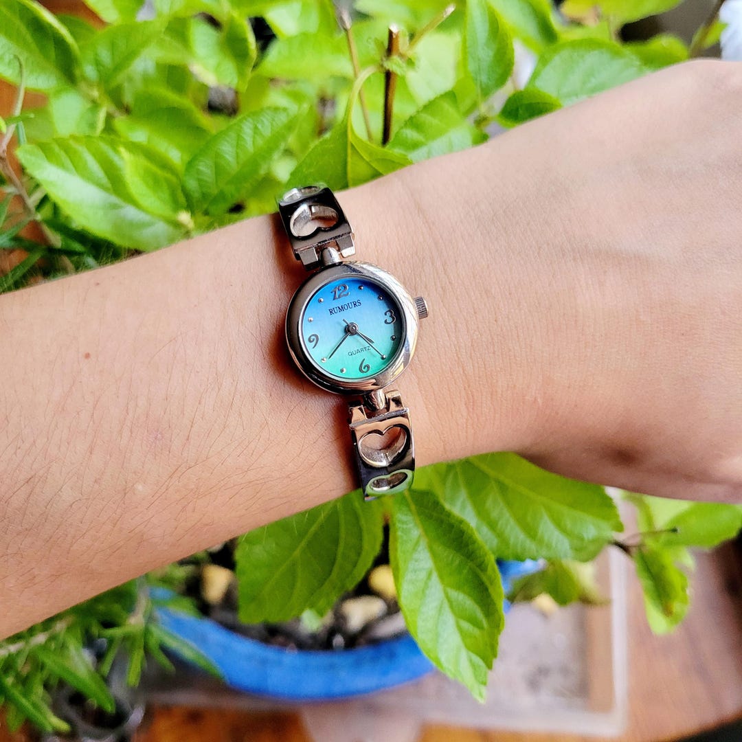 Classic Rumours Quartz Blue Green & Silver Womens Womans Heart Watch - Etsy