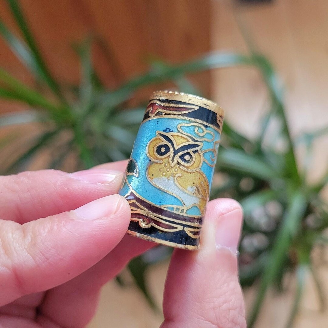 RARE Vintage Cloisonne Bird Owl Thimble - Etsy