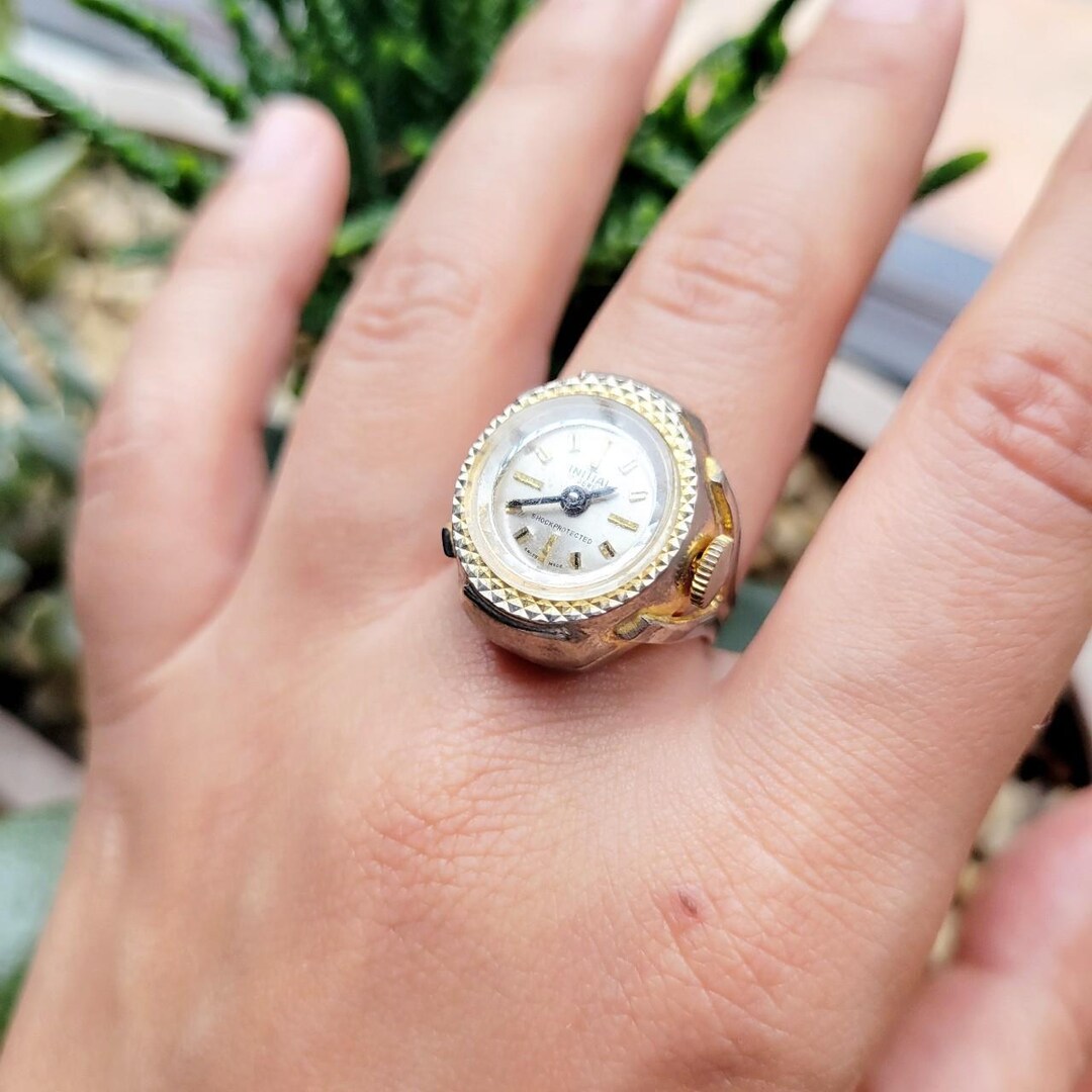 Vintage Swiss Initial 17 Jewels Watch Ring - Etsy