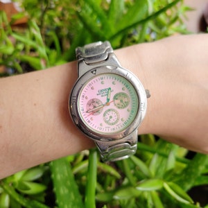 Vintage Pink Geneva Elite Irridescent Chunky Sports Quartz Calendar ...