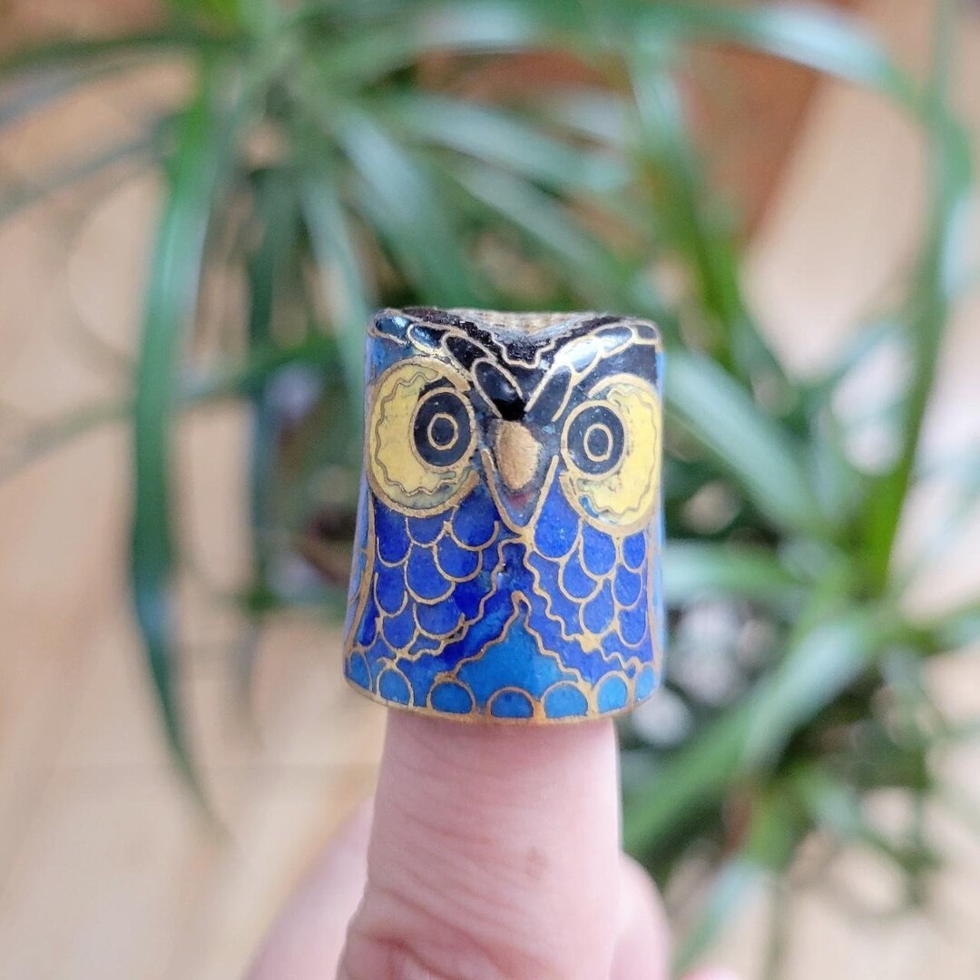 RARE* Vintage Cloisonne Bird Owl Thimble - Etsy