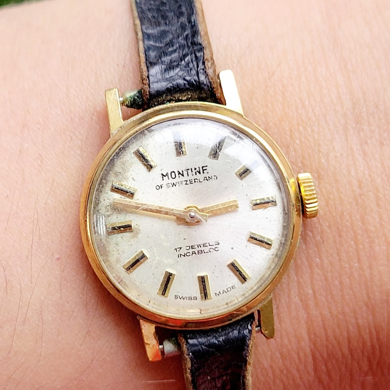 Vintage Swiss Montine 17 Jewels Incabloc Leather Watch - Etsy