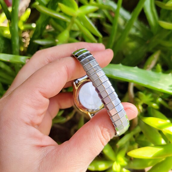 Vintage 17 Jewels Silver & Gold Stretch Watch - Gem