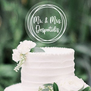 Round Acrylic Transparent Cake Topper | Wedding Cake Topper ...
