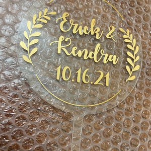 Round Acrylic Transparent Cake Topper Wedding Cake Topper Engagement ...