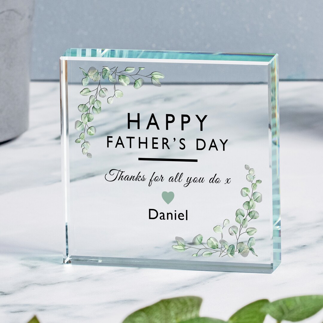 Personalised Happy Father's Day Glass Token, Thanks for All You Do Gift ...