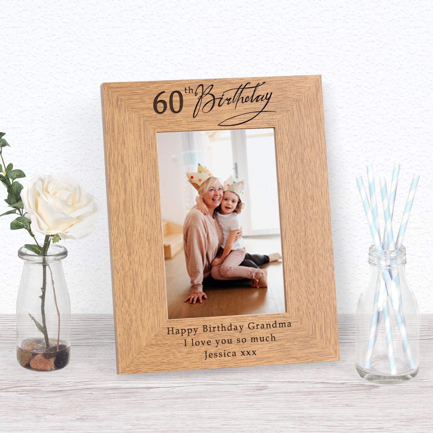 Happy Birthday Frame Any Age Birthday Wood Photo Frame | Etsy UK