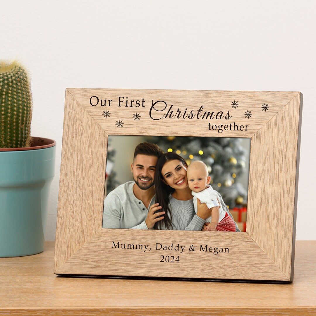 Personalised Our First Christmas Together Wood Photo Frame, 1st ...