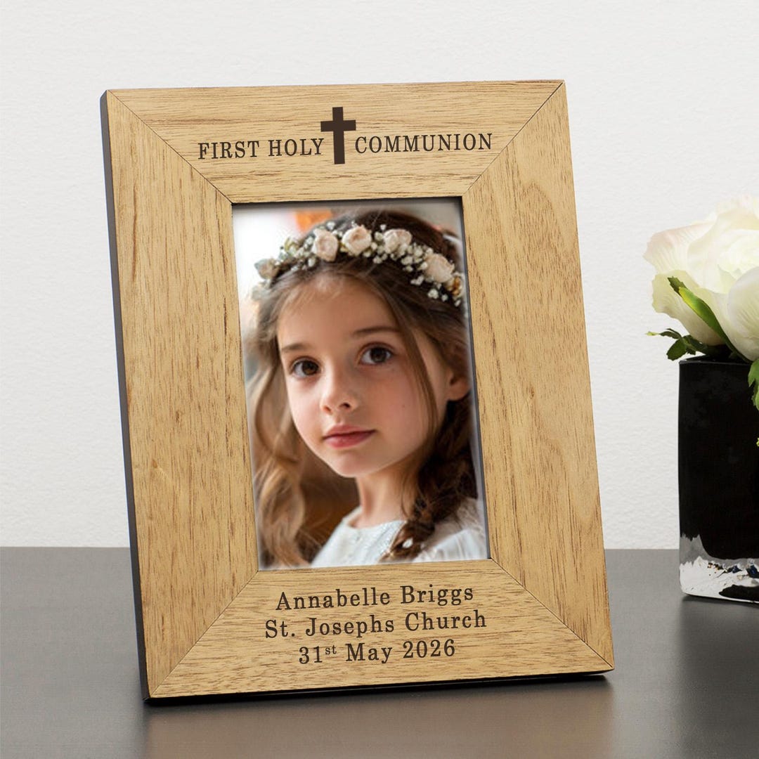 First Holy Communion Photo Frame, Bespoke Holy Communion Wood Frame ...