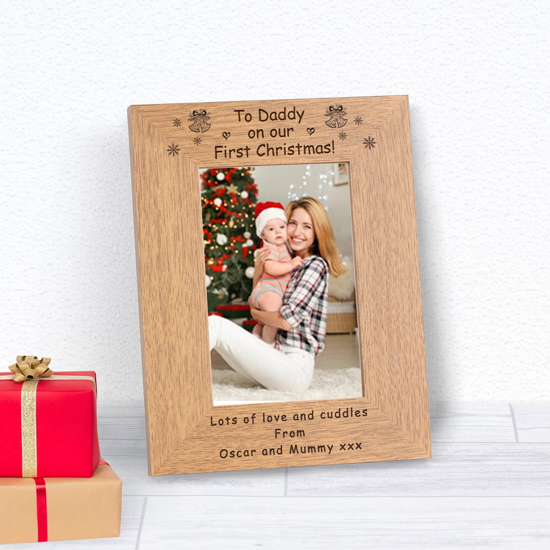Our First Christmas Wood Photo Frame, Our 1st Christmas Picture Frame ...