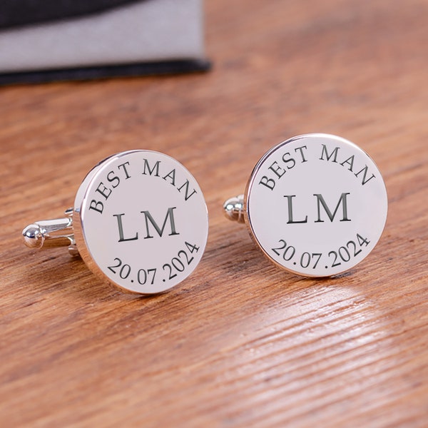 Best Man Cufflinks Engraved - Etsy UK