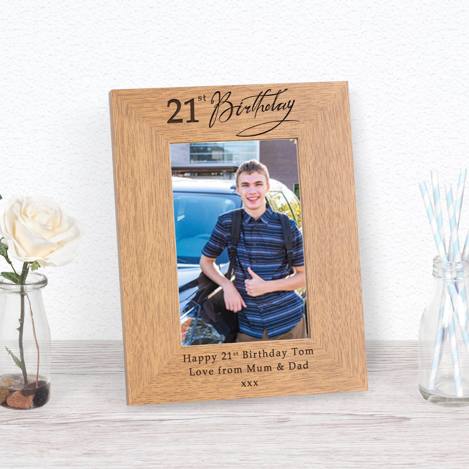 Happy Birthday Frame Any Age Birthday Wood Photo Frame | Etsy UK