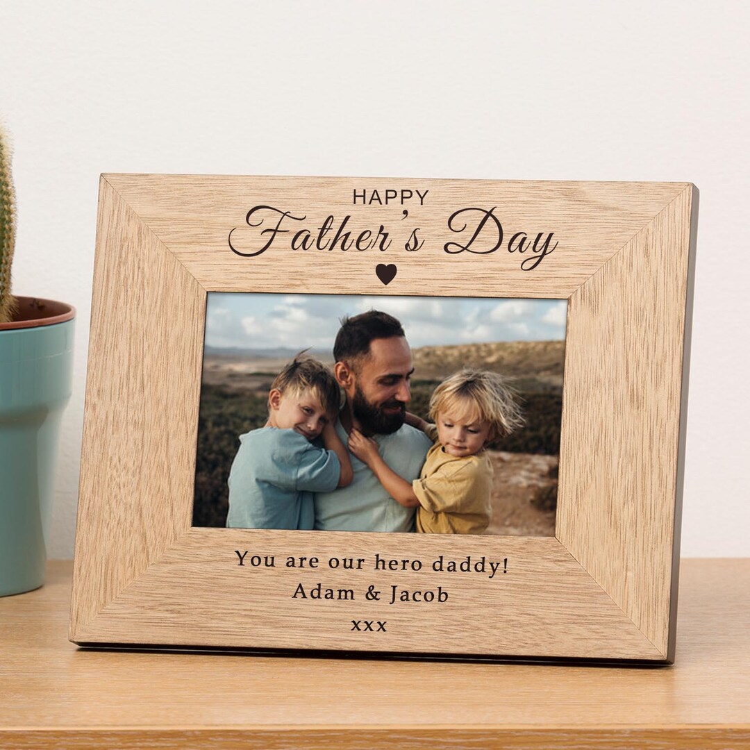 Happy Fathers Day Wood Photo Frame, Fathers Day Frame, Happy Fathers ...