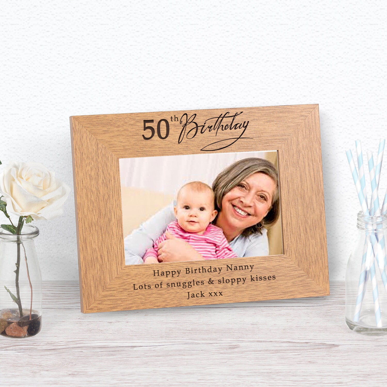 Happy Birthday Frame Any Age Birthday Wood Photo Frame | Etsy UK