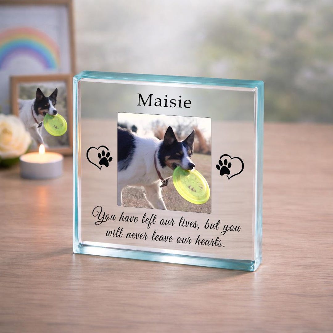 Pet Loss Gift With Photo, Personalised Pet Memorial Glass Plaque ...