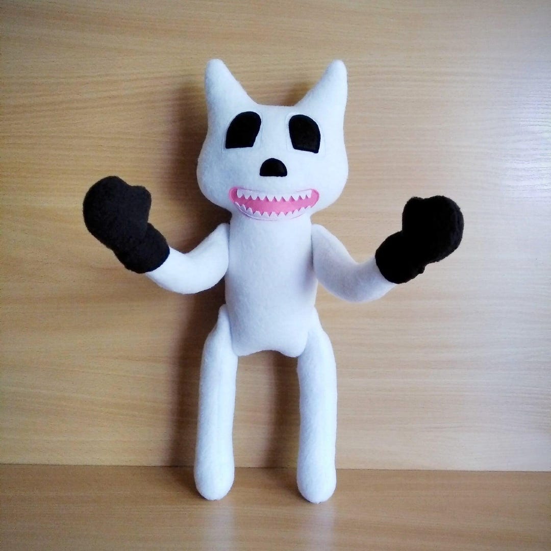 Cartoon Cat White SCP Plush, Inspired by Trevor Henderson, Plushie Gift ...