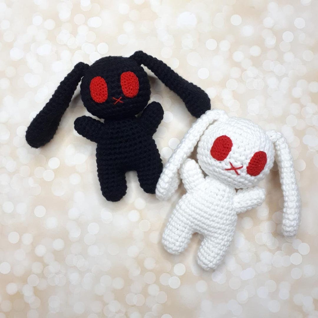Mini Goth Bunny Plush 4 10 Cm, Creepy Bunny, Crochet Bunny, Crochet ...
