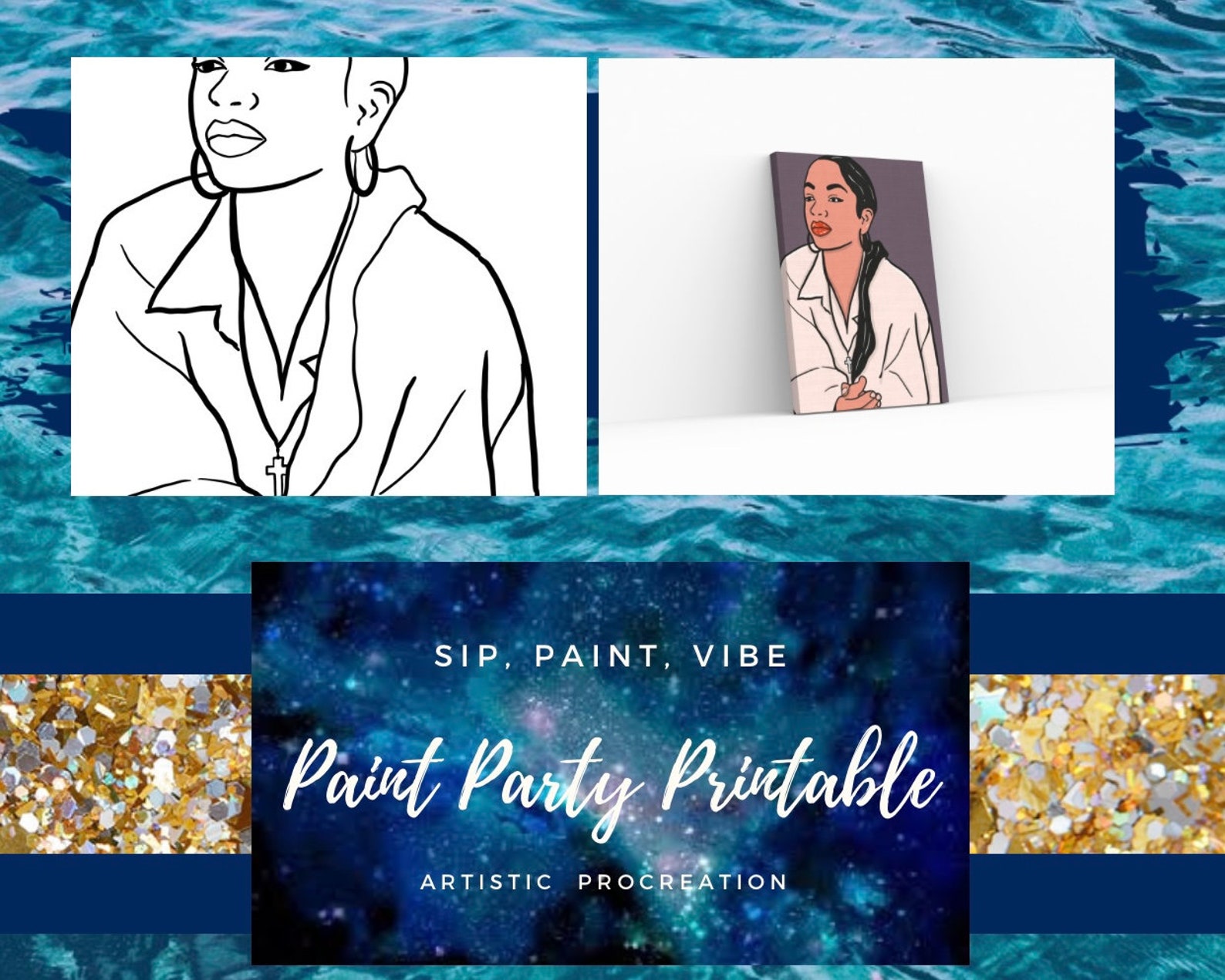 Pre Drawn Outline Canvas DIY Sade/ Instant Download/ DIY - Etsy