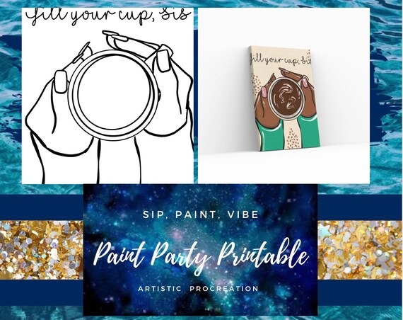 Canvas Printable/ Pre Drawn Outline Canvas Fill Your Cup II / - Etsy
