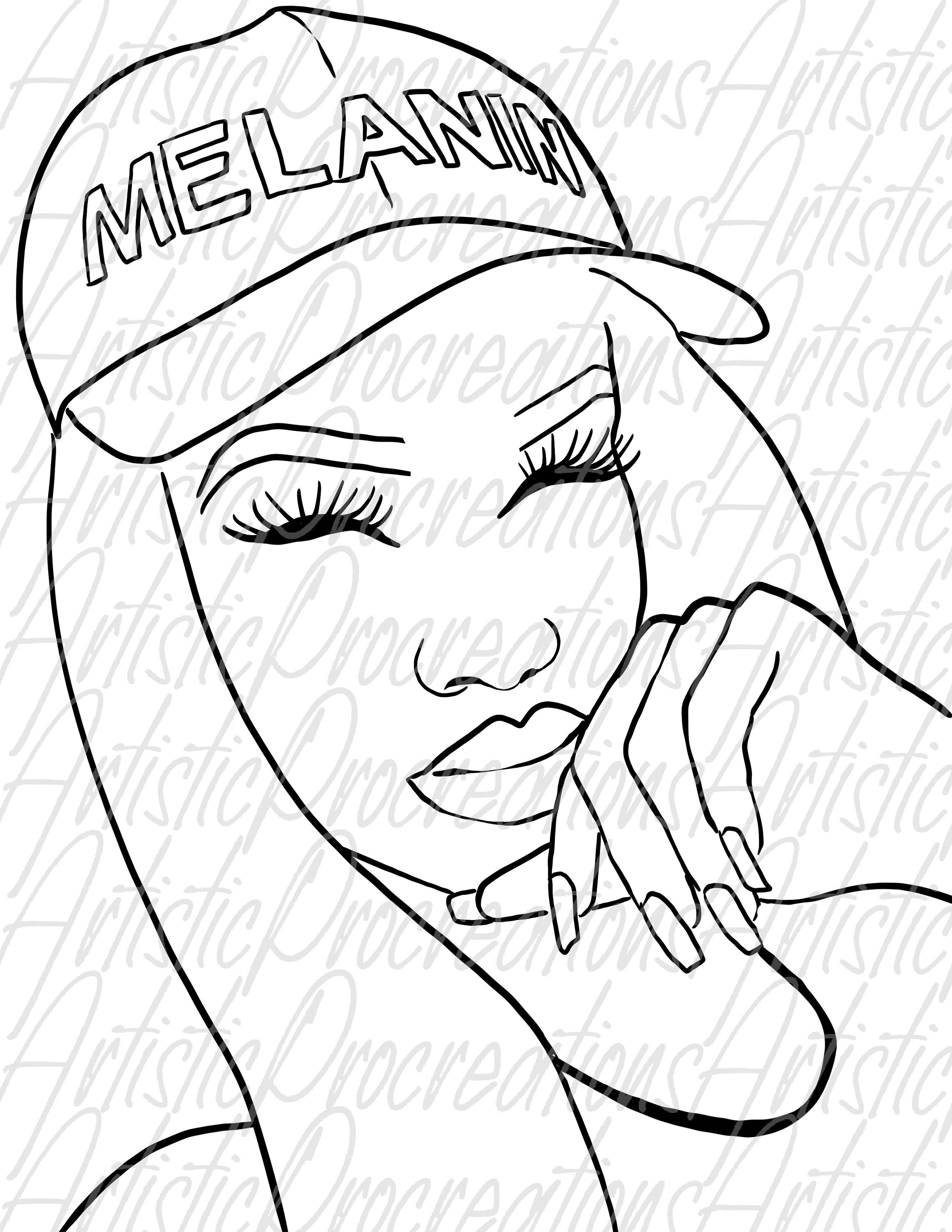 Pre Drawn Outline Canvas DIY Melanin/ Instant Download/ DIY - Etsy