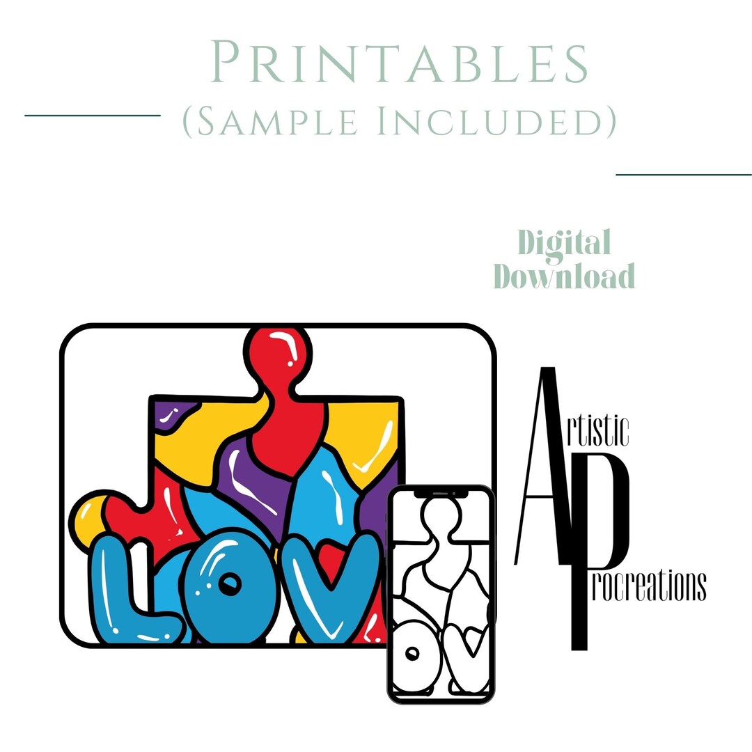 Canvas Printable/ Pre Drawn Outline Canvas Autism Awareness II / DIY ...