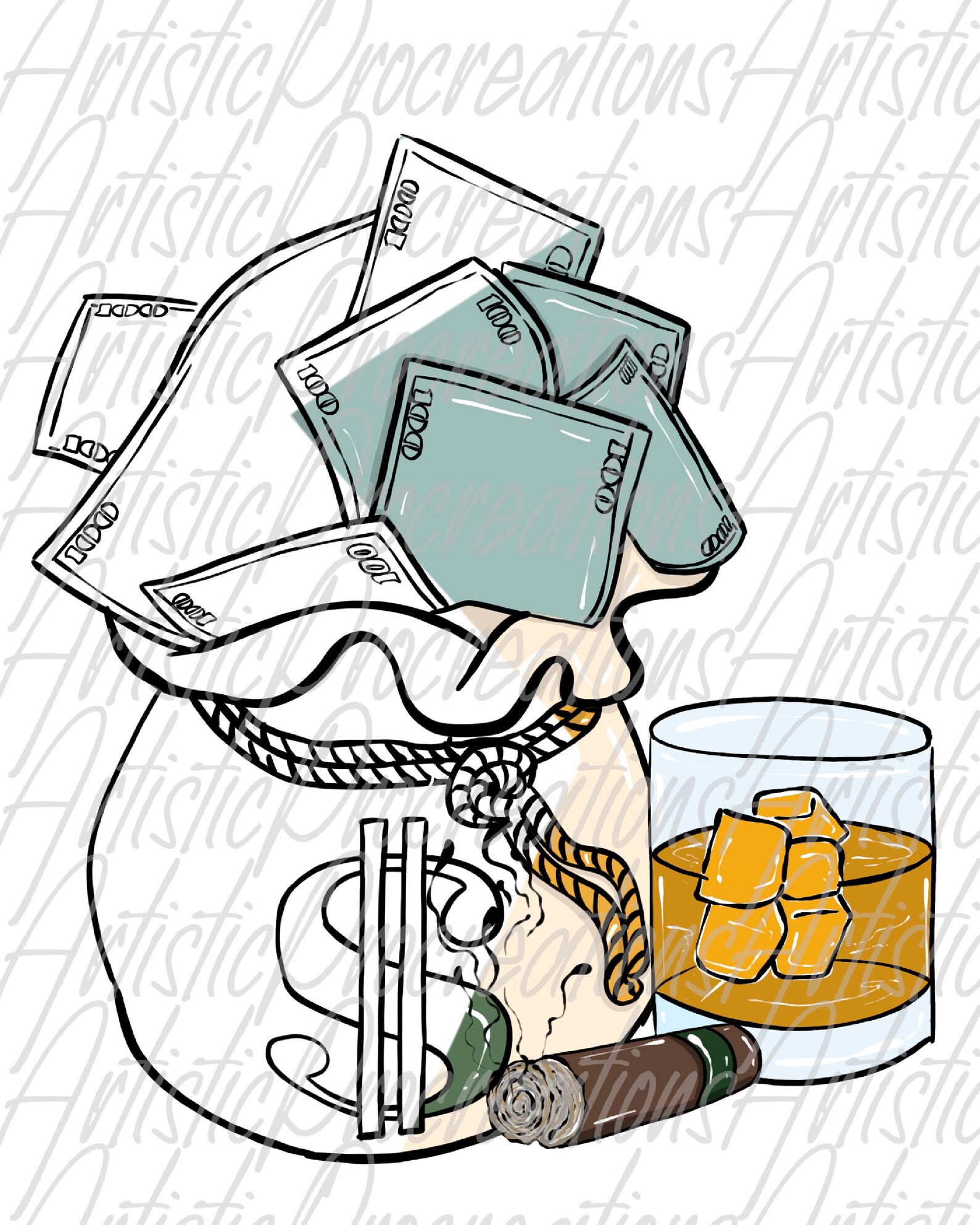 Pre Drawn Outline Canvas DIY Money Bag/ Download/ DIY Canvas/ | Etsy