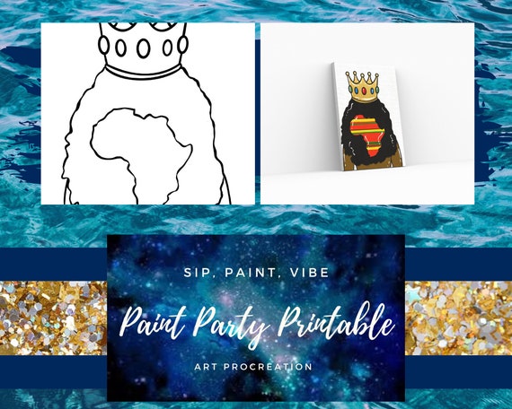 Pre Drawn Outline Canvas DIY African Queen/ Instant Download/ - Etsy