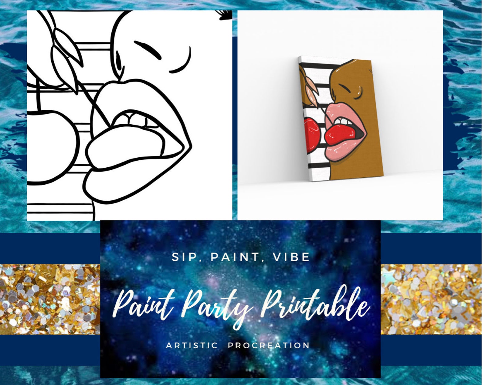 Canvas Printable/ Pre Drawn Outline Canvas Yummy Yummy/ DIY | Etsy