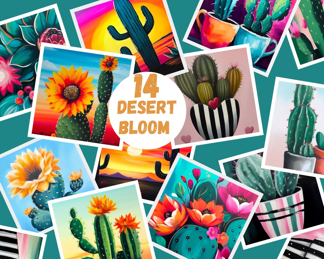 Pre Drawn Outline Canvas DIY Desert Bloom Painted Bundle/ Instant ...