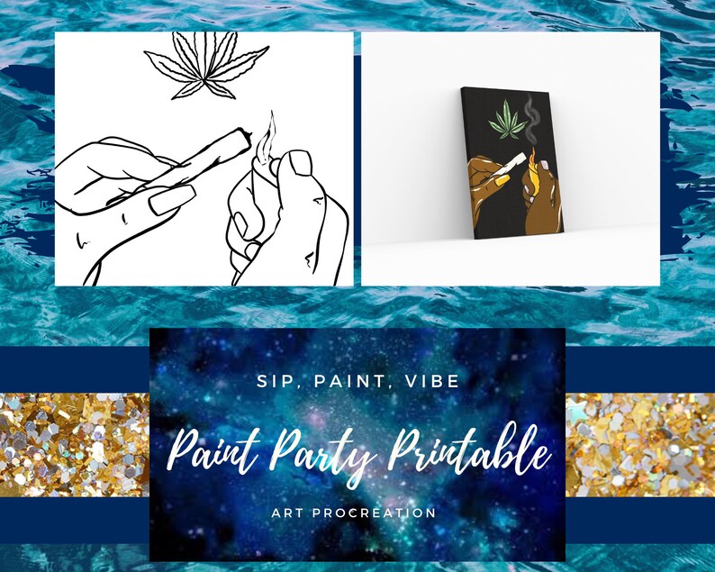 Pre Sketched Canvas/ 420/ Paint Party/ Canvas Outline/ DIY - Etsy