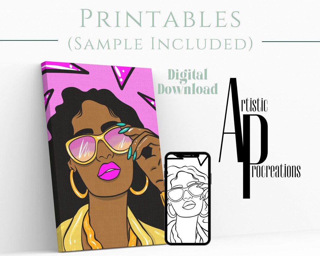 Pre Drawn Outline Canvas DIY Beautiful Woman/ Instant Download/ DIY ...