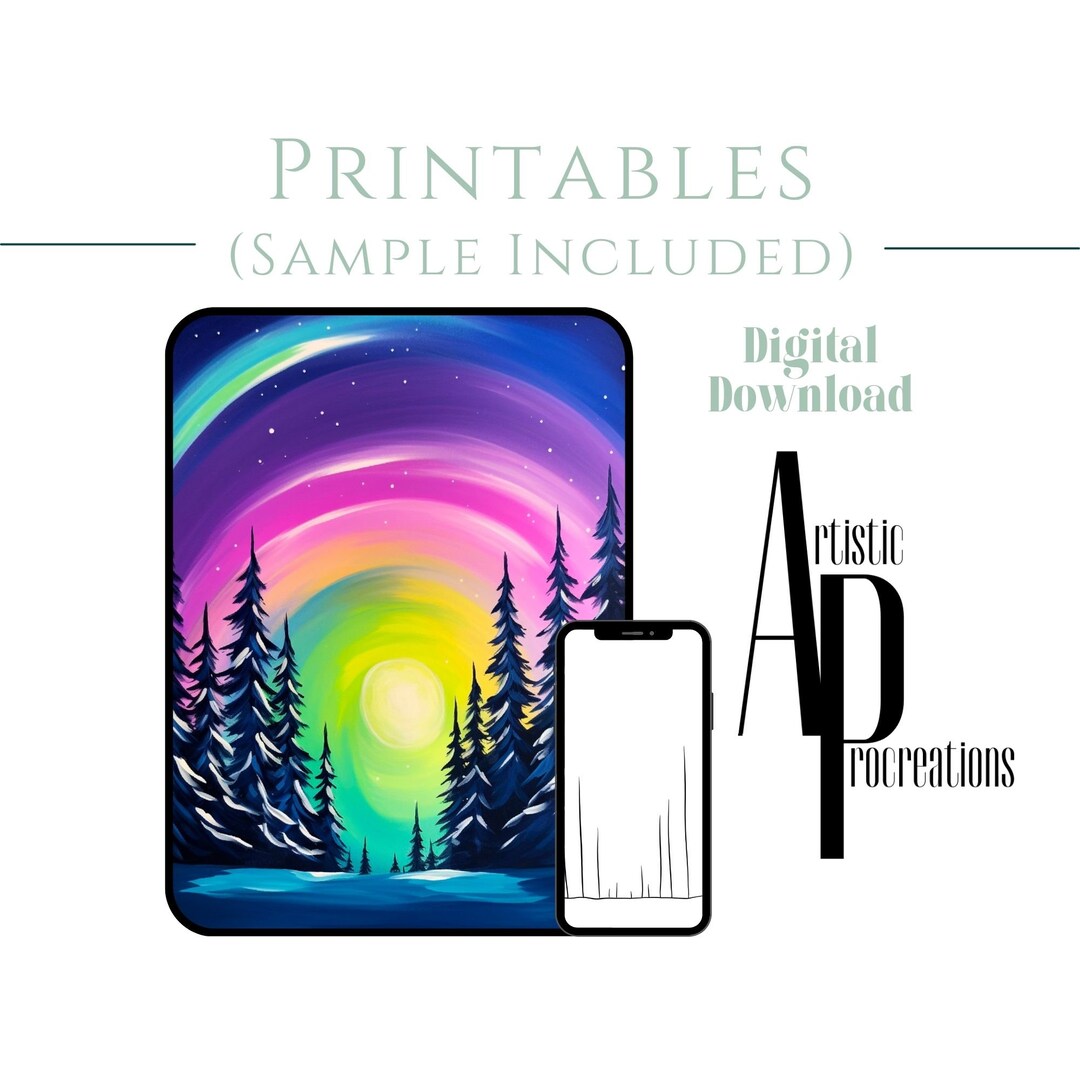 Landscape/ Pre Drawn Canvas DIY / Instant Download/ DIY Canvas/ Party ...