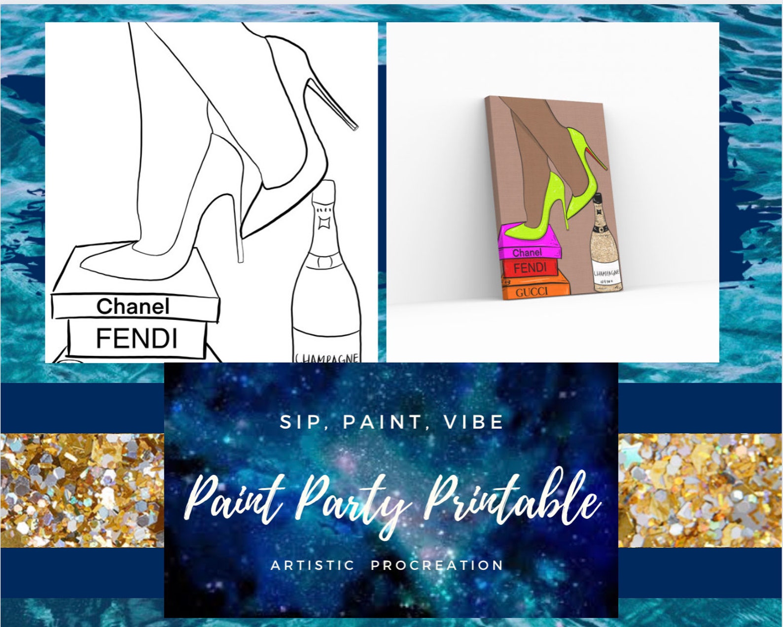 Pre Drawn Outline Canvas DIY Trends/ Instant Download/ DIY - Etsy