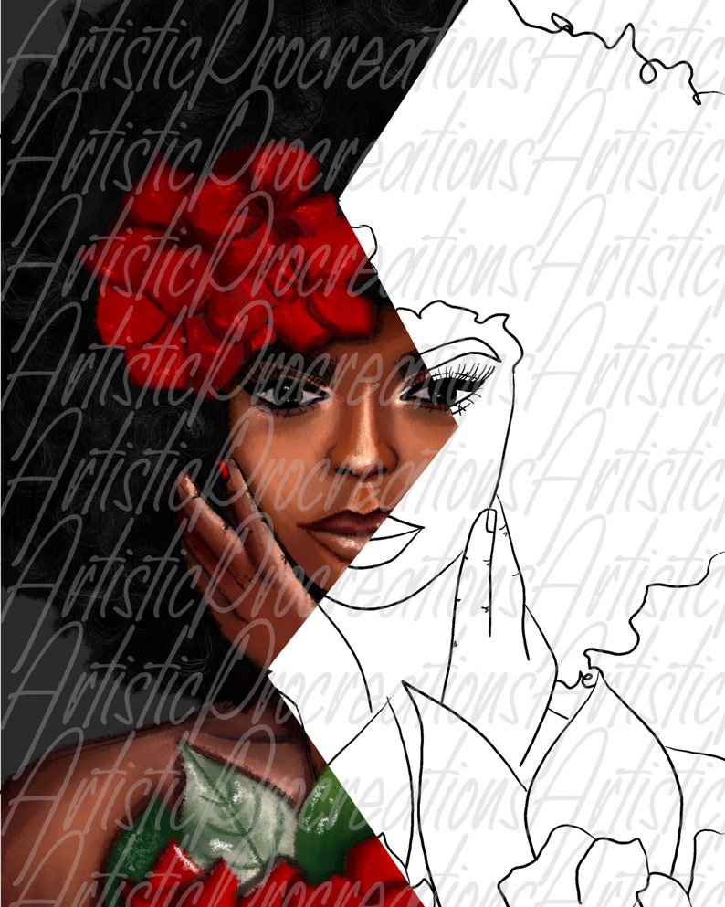 Pre Drawn Outline Canvas DIY Black Woman/ Instant Download/ - Etsy