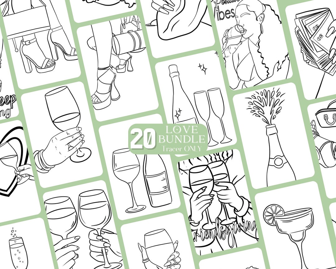 Pre Drawn Outline Canvas DIY Girl’s Night Tracer Bundle/ Instant ...