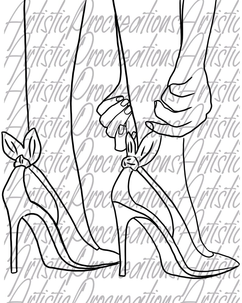 Pre Drawn Outline Canvas DIY Heels / Instant Download/ DIY - Etsy