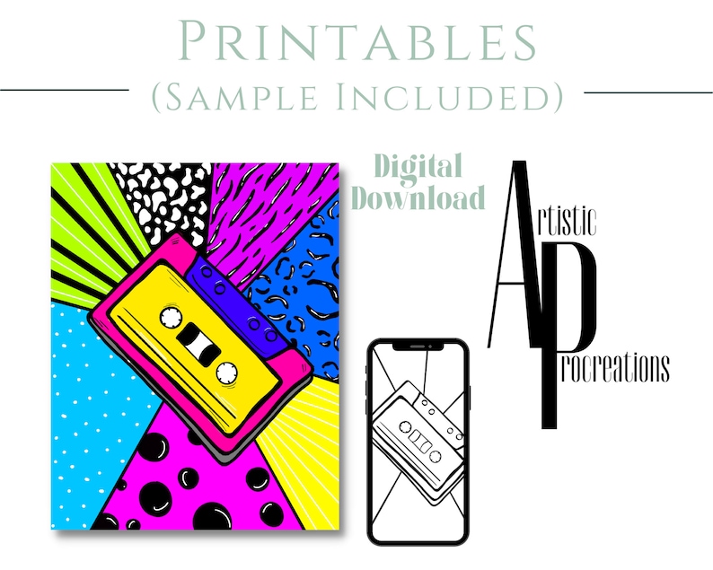 Pre Drawn Outline Canvas DIY 80s Tape/ Instant Download/ DIY - Etsy