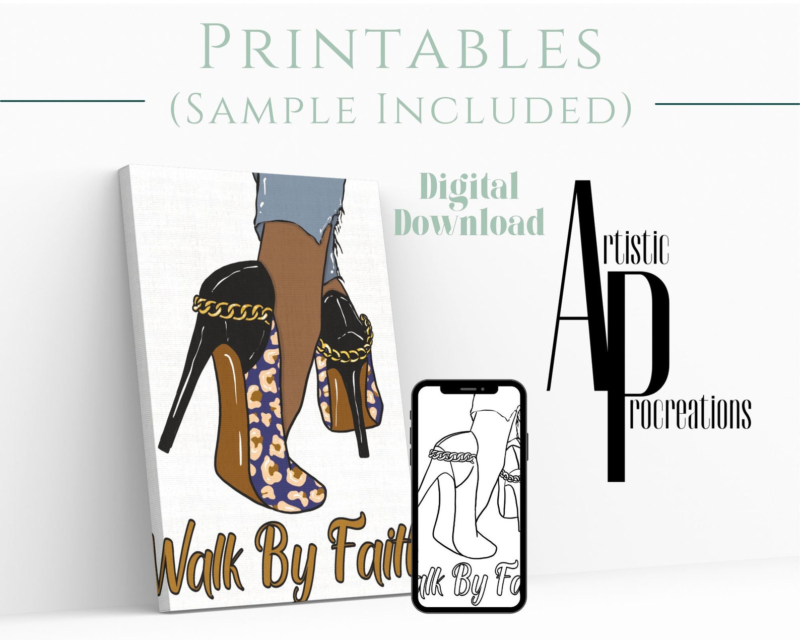 Pre Drawn Outline Canvas DIY Walk by Faith/ Instant Download/ - Etsy