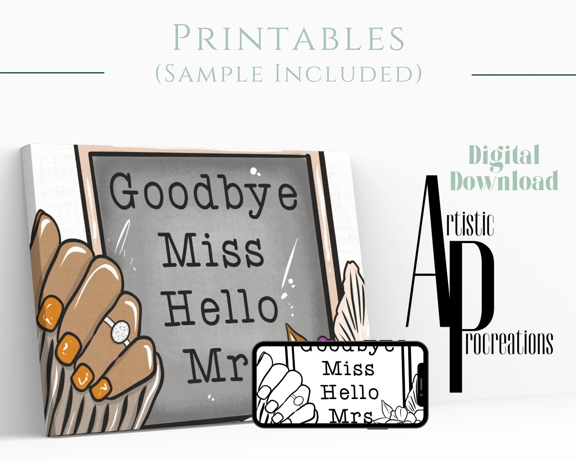 Canvas Printable/ Pre Drawn Outline Canvas Hello Mrs 22/ DIY - Etsy