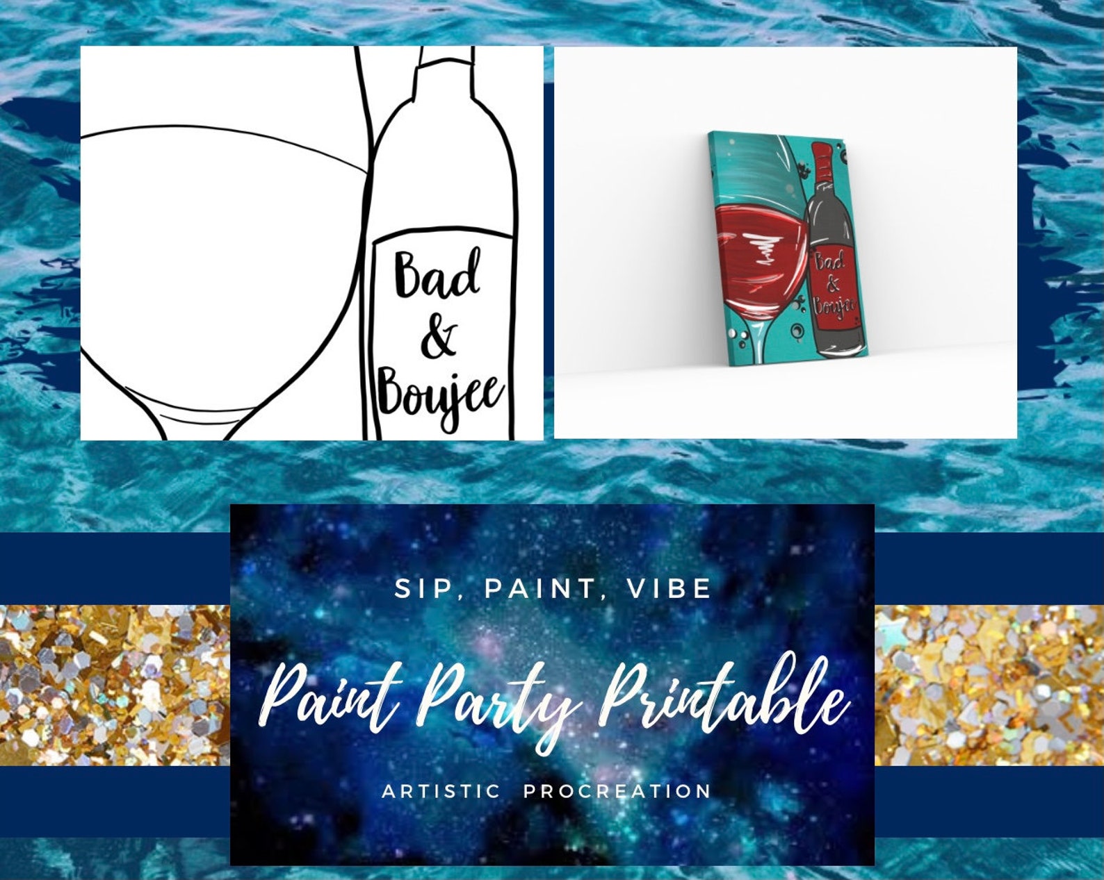 Pre Drawn Outline Canvas DIY Bad & Boujee/ Instant Download/ - Etsy