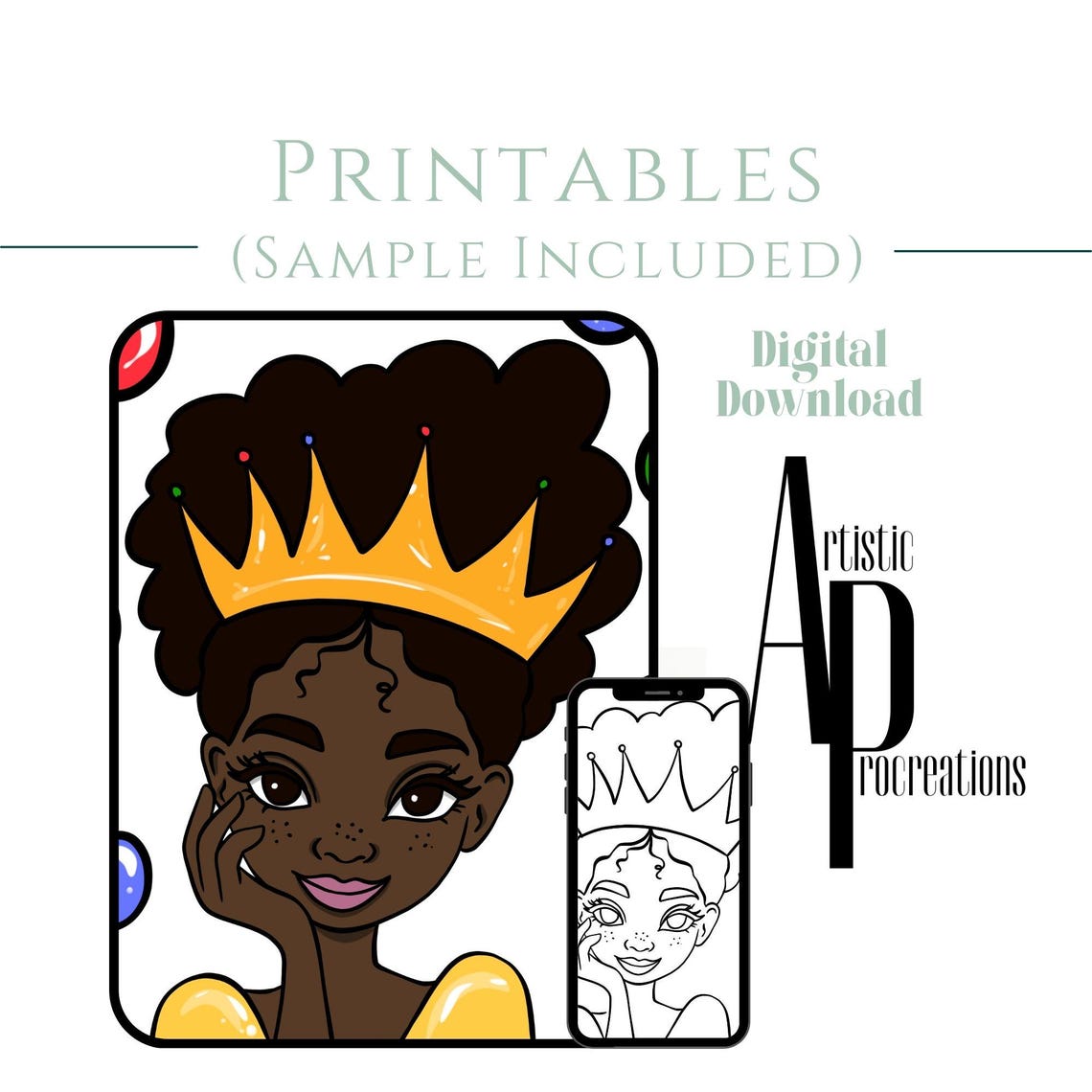 DIY Painting Party Princess Crown /pre Sketched Canvas Download/ PNG ...