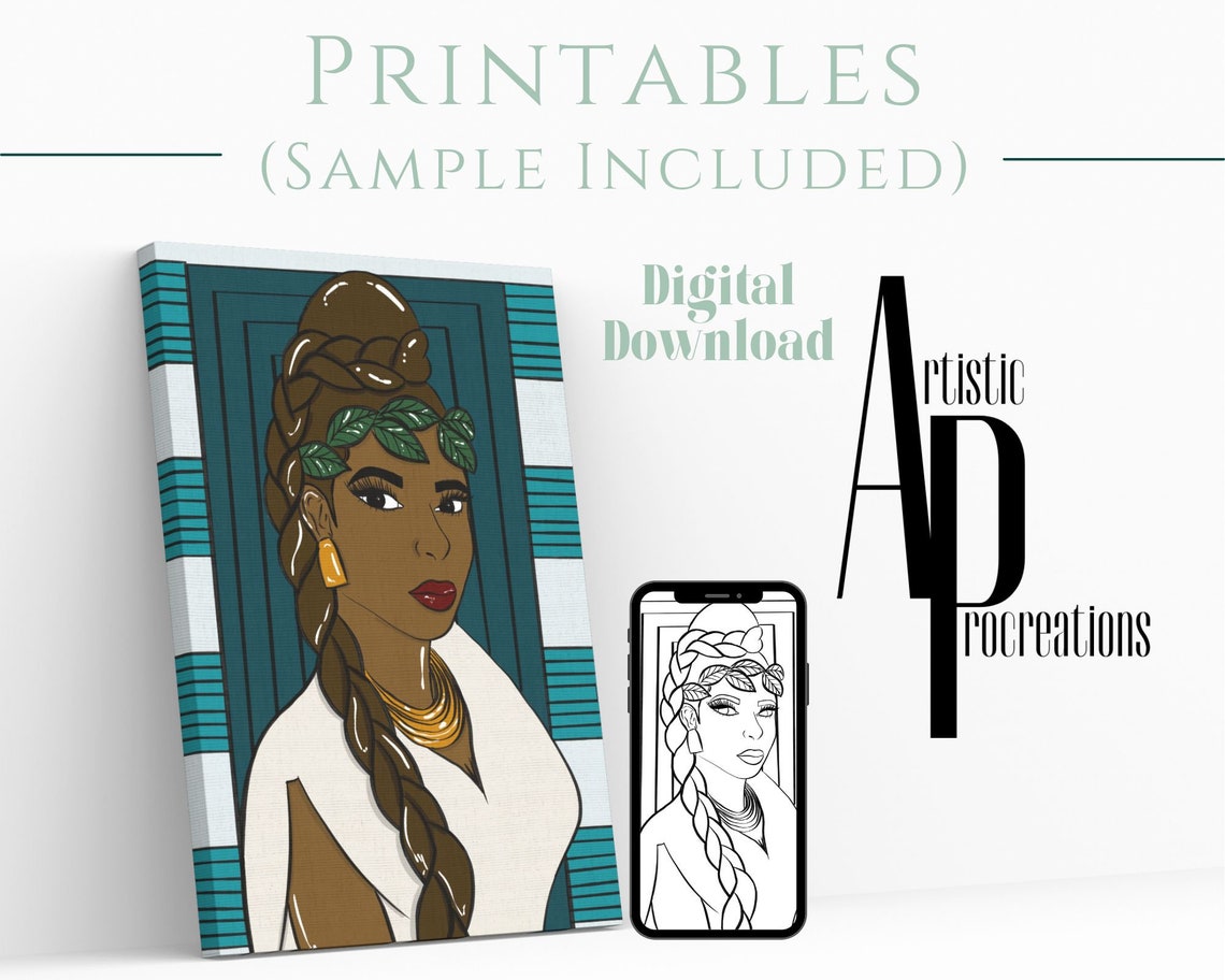 Pre Drawn Outline Canvas DIY Goddess / Instant Download/ DIY Canvas ...
