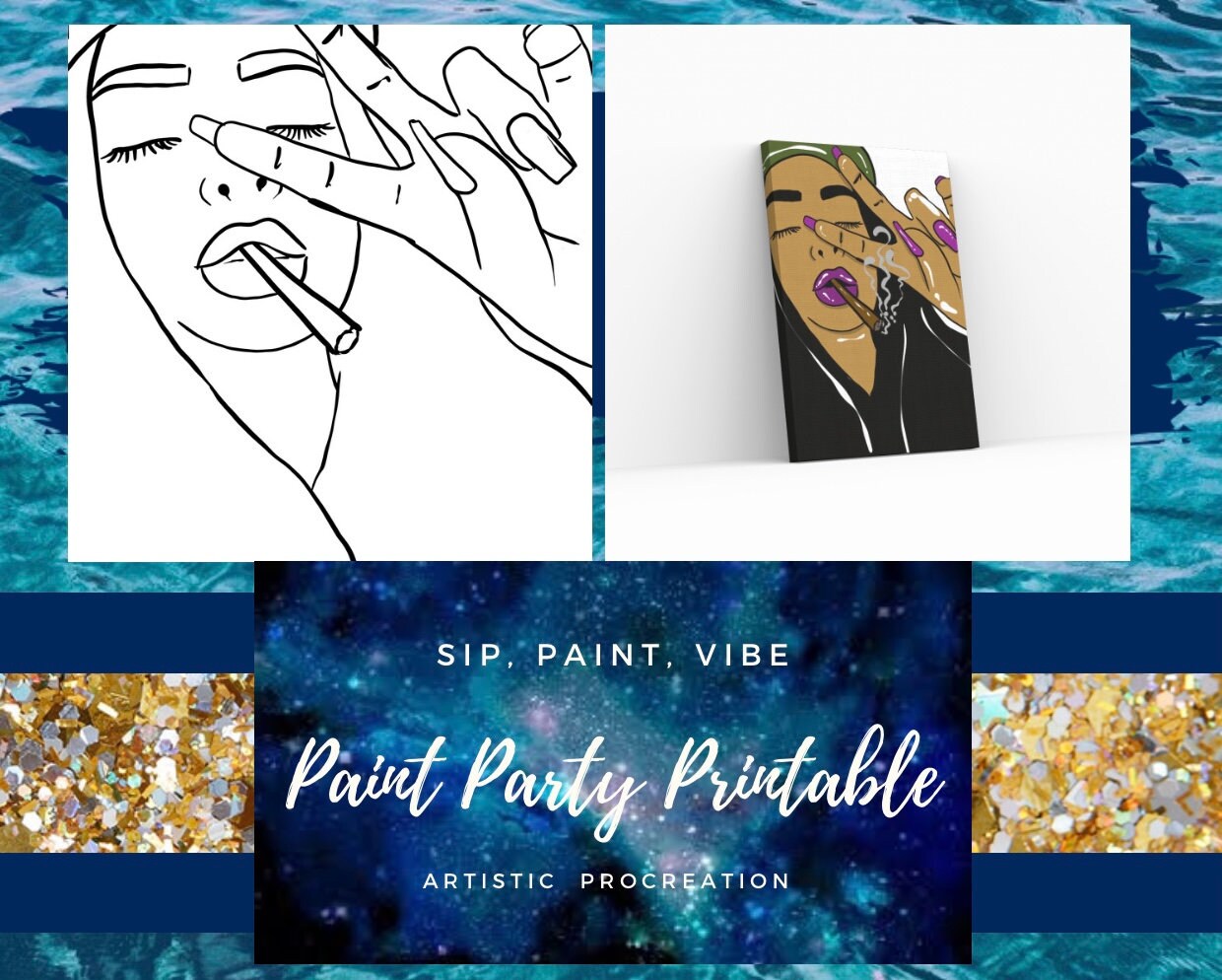 Pre Drawn Outline Canvas DIY Chill/ Instant Download/ DIY - Etsy