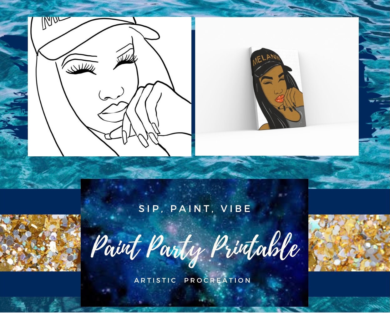 Pre Drawn Outline Canvas DIY Melanin/ Instant Download/ DIY - Etsy