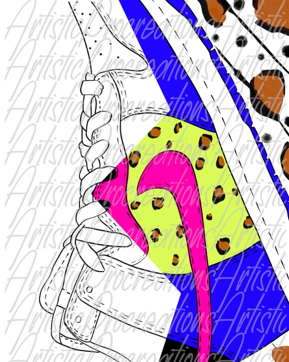 Pre Drawn Outline Canvas DIY High Tops/ Instant Download/ DIY - Etsy